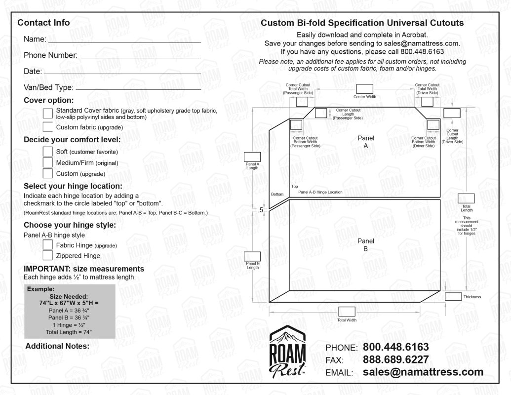 RoamRest - Custom Camper Van Mattresses