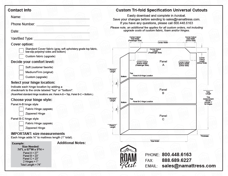 RoamRest - Custom Camper Van Mattresses